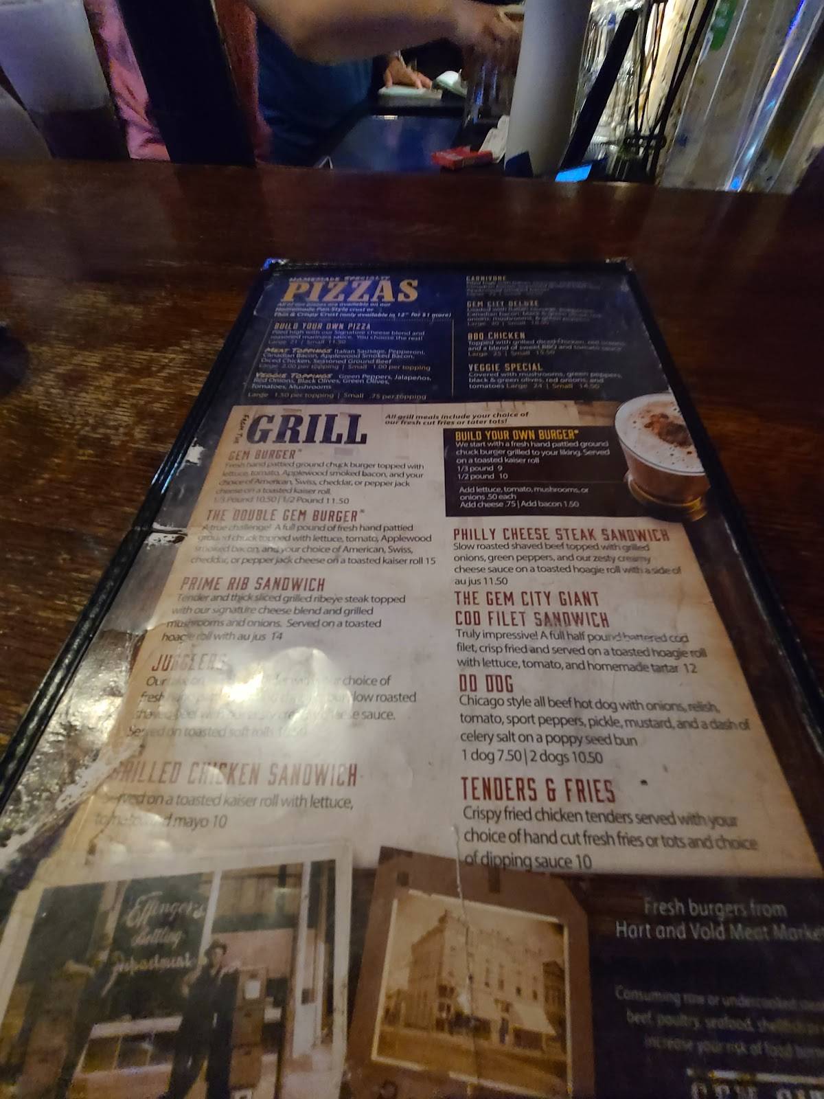 Menu at Gem City Saloon & Eatery pizzeria, Baraboo