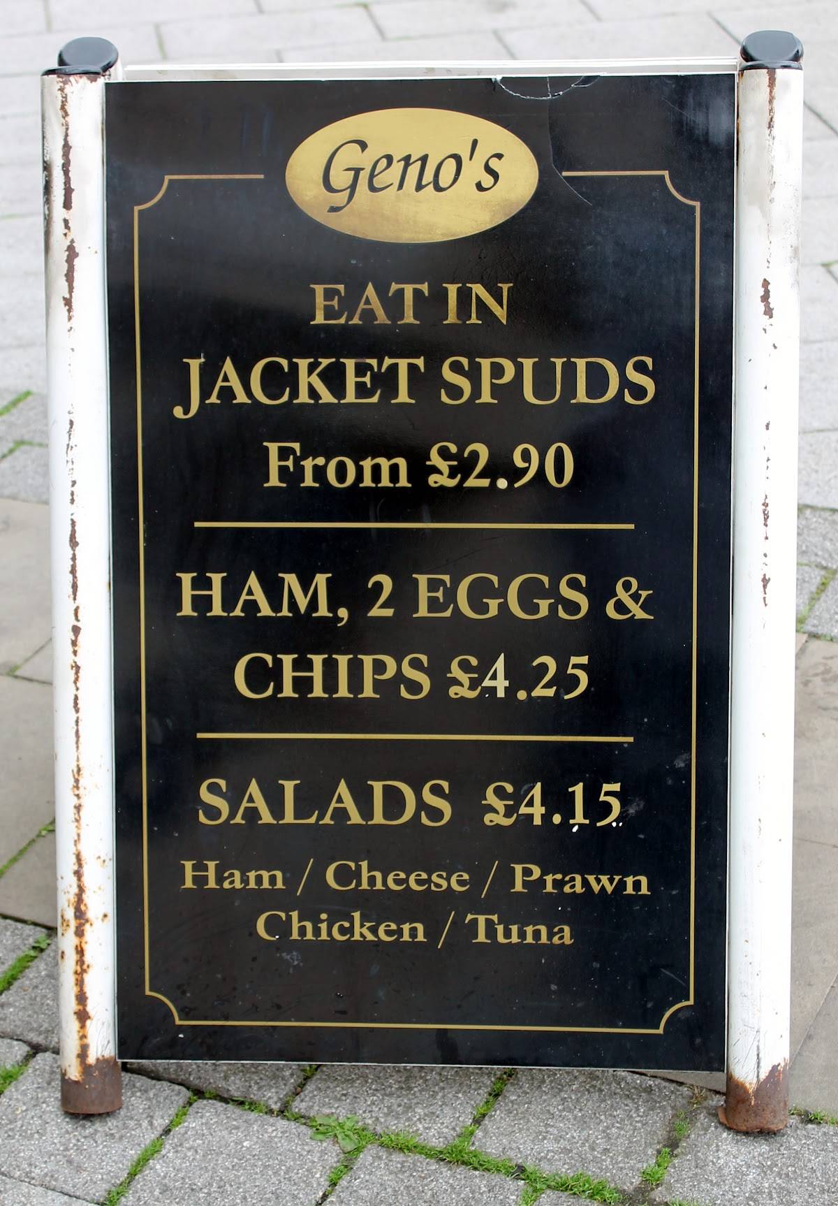 Menu at Geno's Cafe, Torquay
