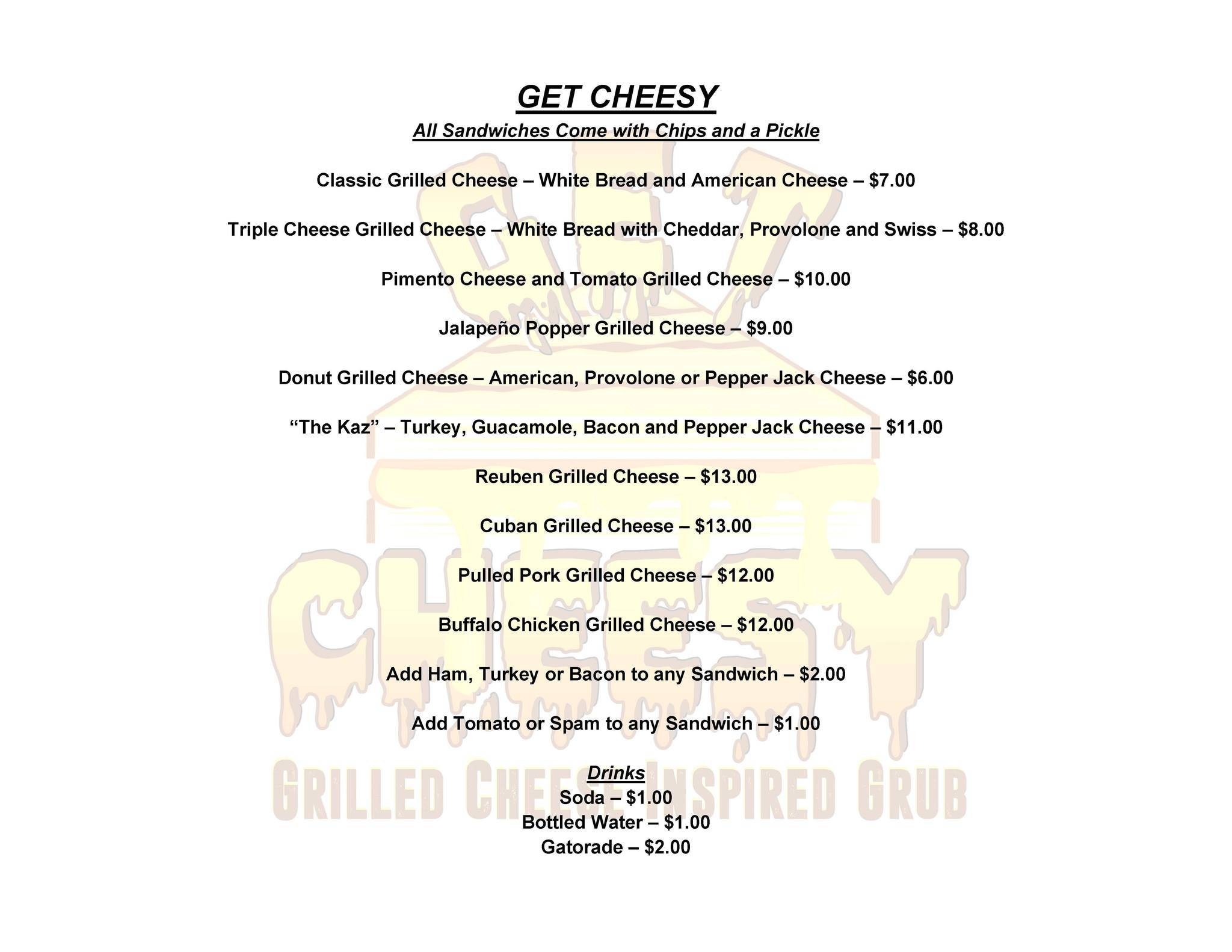 Menu at Get Cheesy restaurant, Newport News
