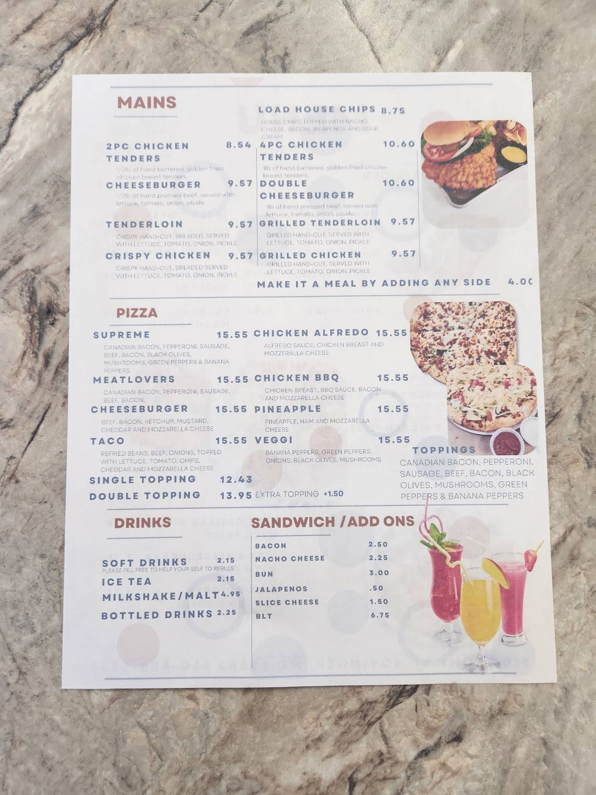 Menu at Gigi's Country Store restaurant, Novinger