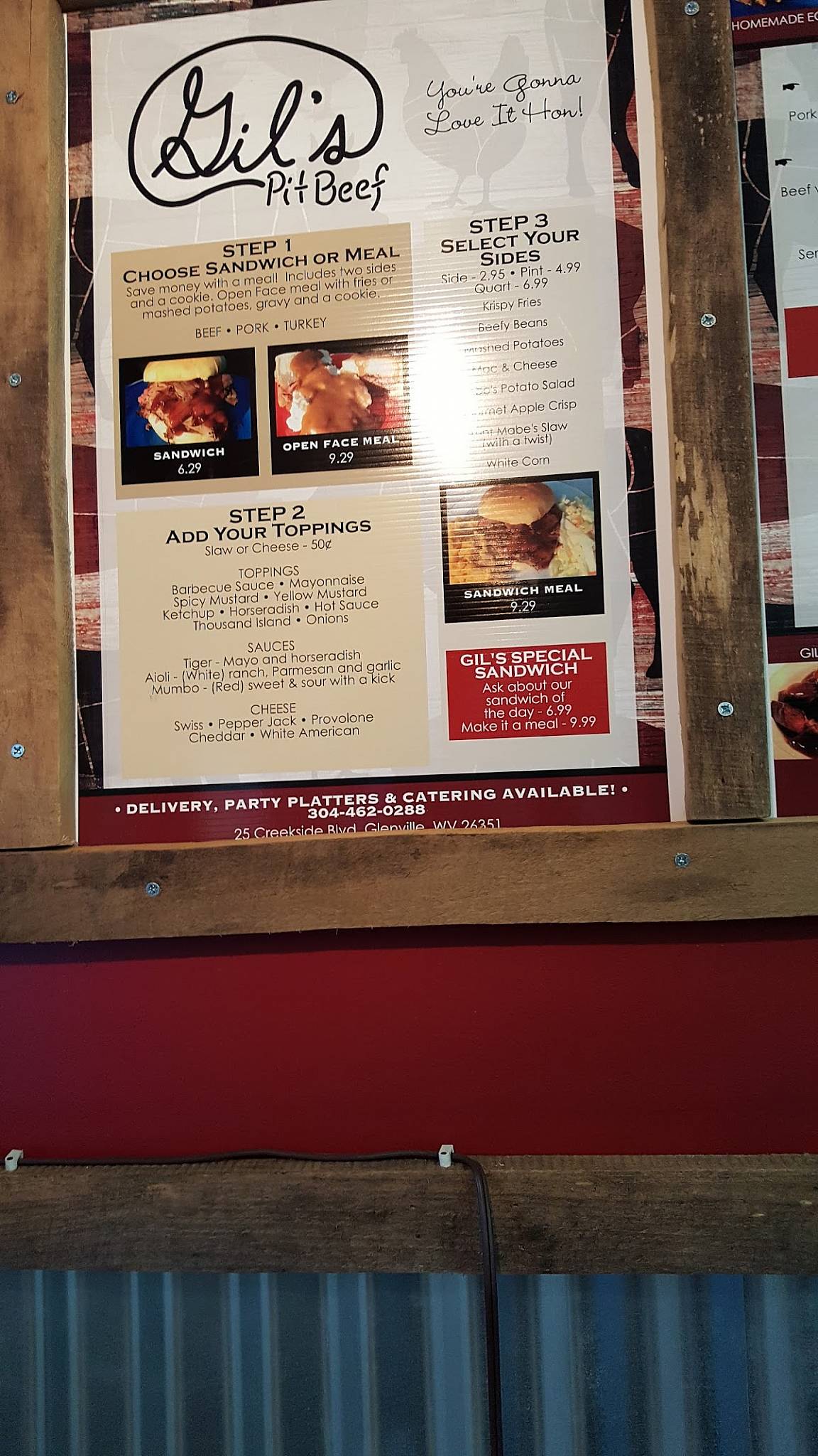 Menu at Gil's Pit Beef Carryout restaurant, Glenville, 25 Creekside Blvd