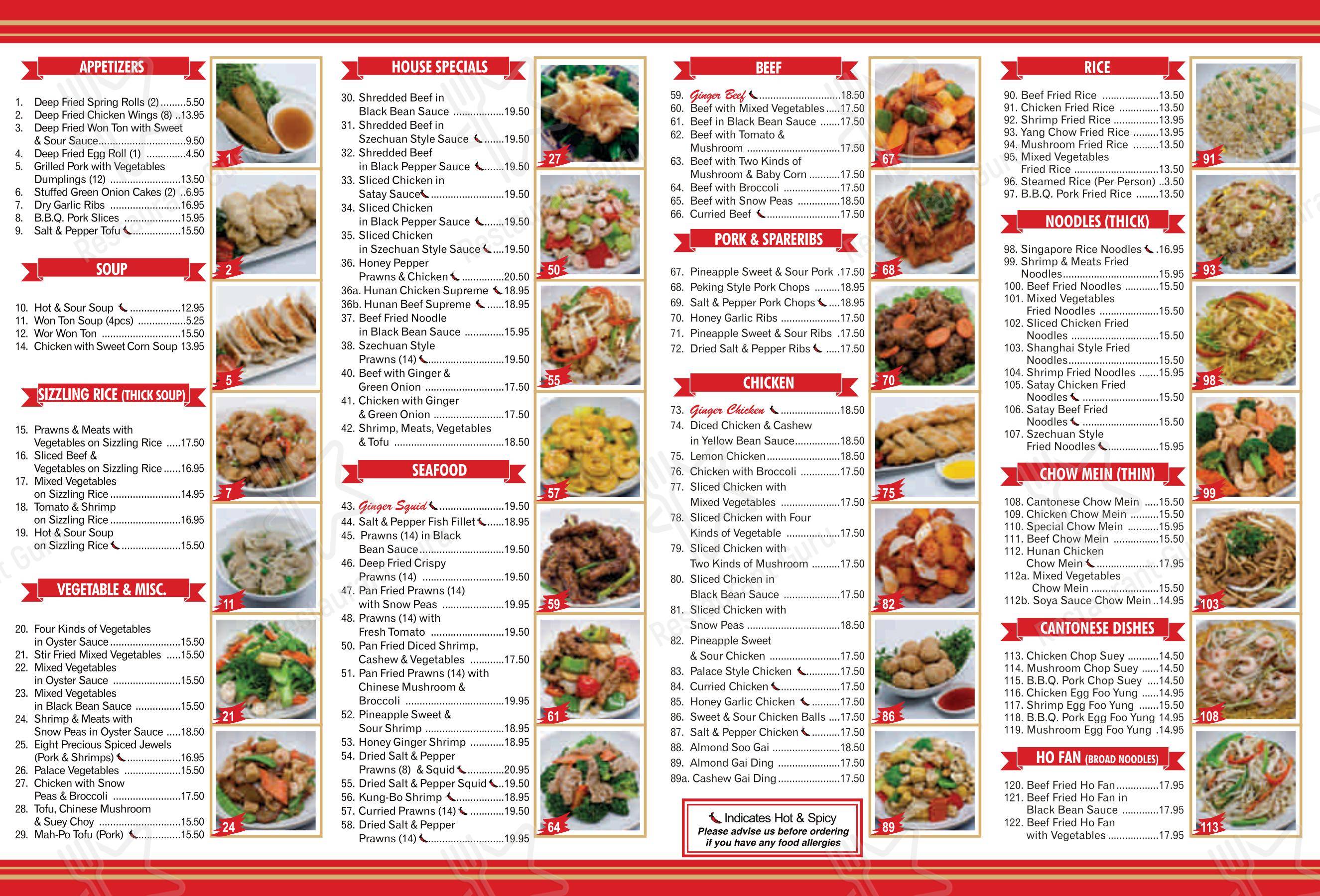 Menu at Ginger Beef restaurant, Calgary, Brentwood Rd NW #309–3630