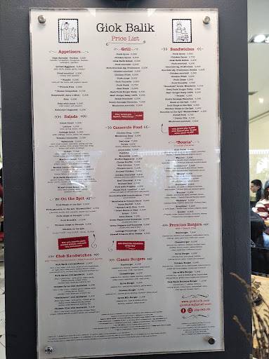 Menu at Giok Balik, Thessaloniki