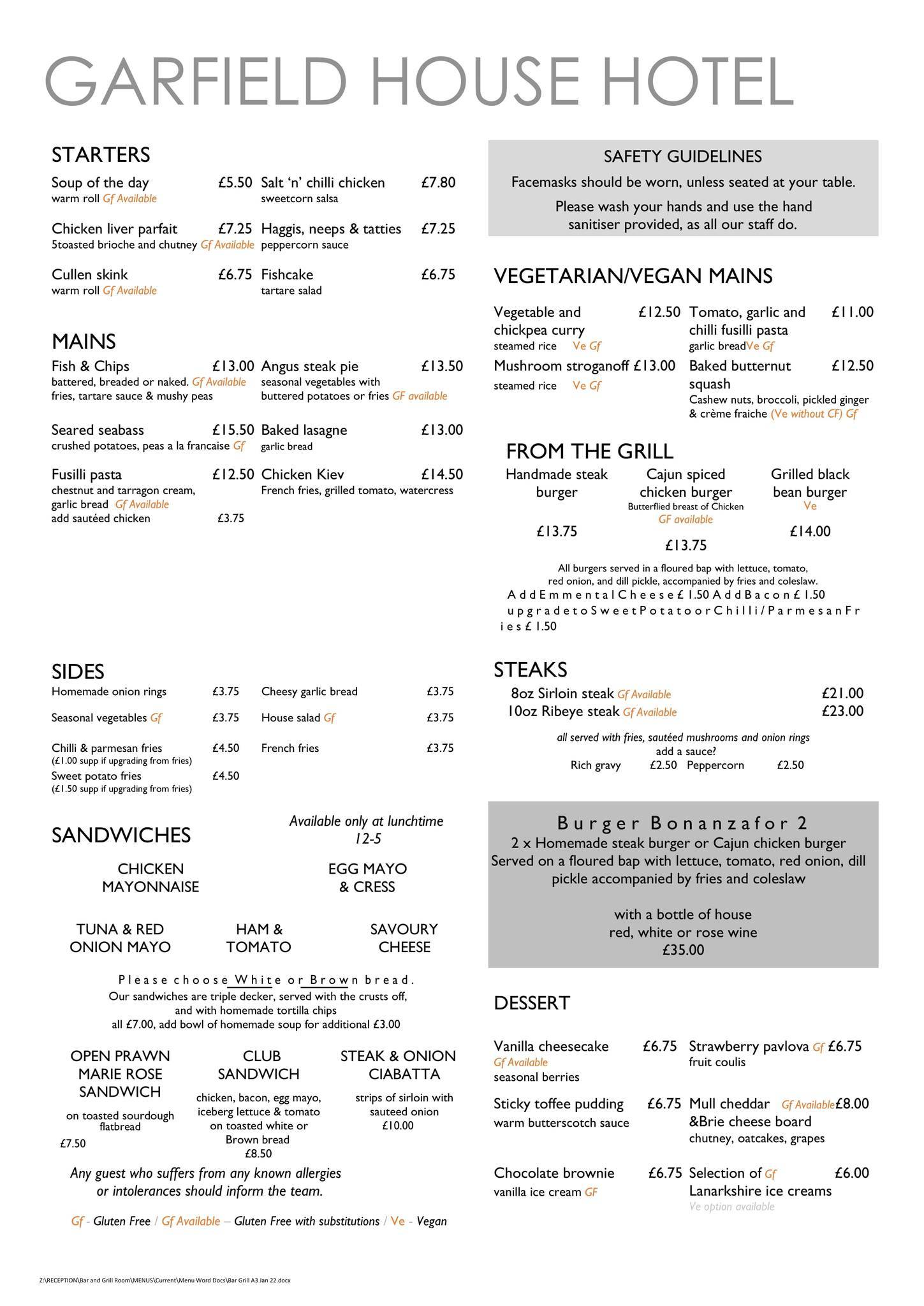 Menu at Bar Grill Restaurant, Stepps