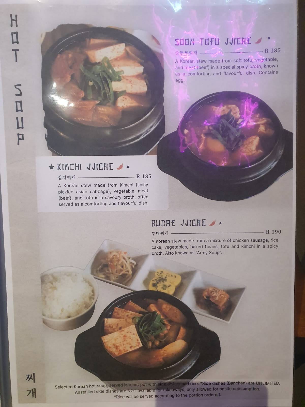 Menu at Gogi Korean BBQ Observatory Halaal, Cape Town