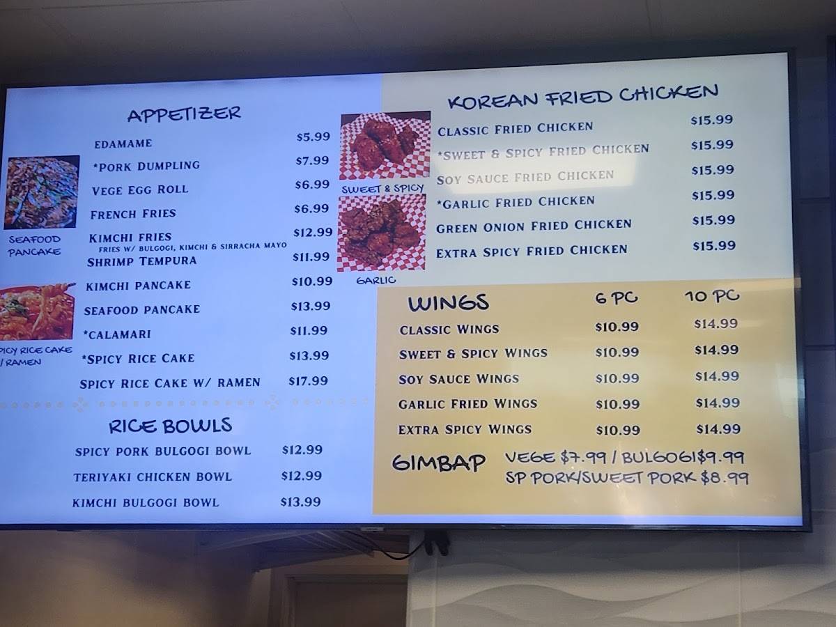 Menu at Gogi & Asian Cuisine restaurant, Phoenix
