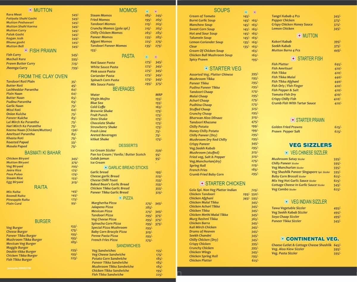 Menu at Gola Sizzler Sector 104 Noida, Noida