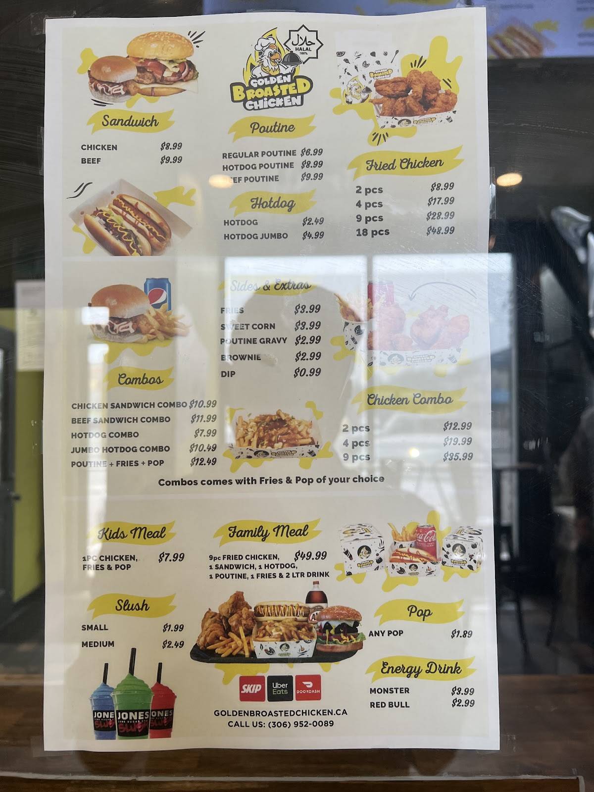 Menu at Golden Broasted Chicken (Halal) restaurant, Saskatoon