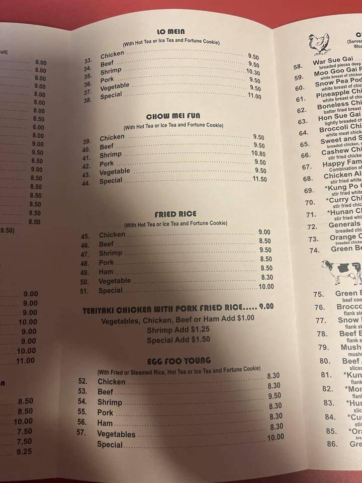 Menu at Golden Buddha restaurant, Louisville