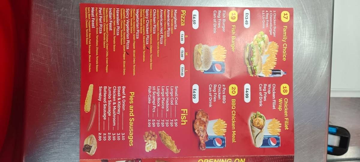Menu at Golden Fry pizzeria, Chatham