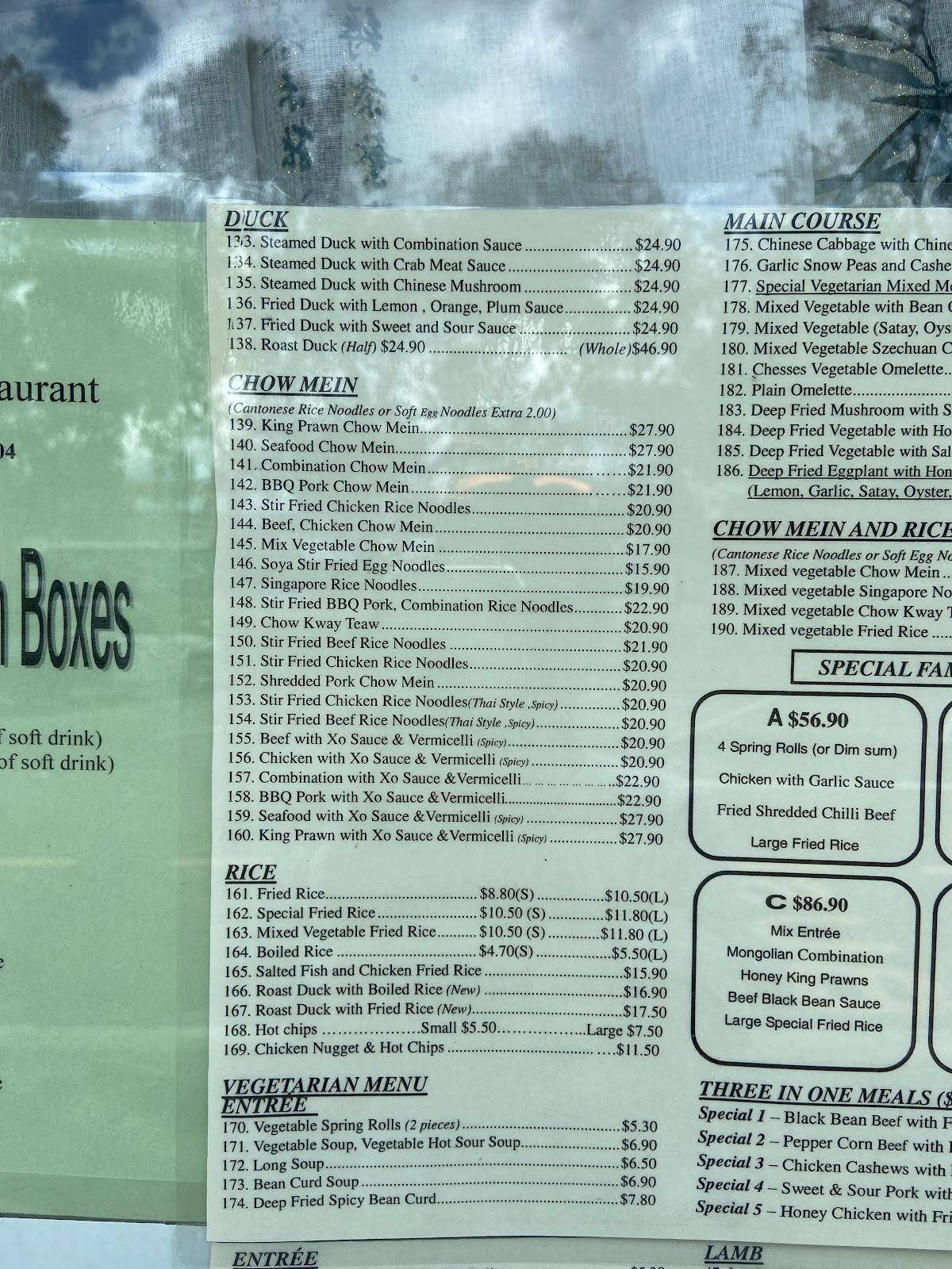 Menu at Golden King Chinese Restaurant, Phillip