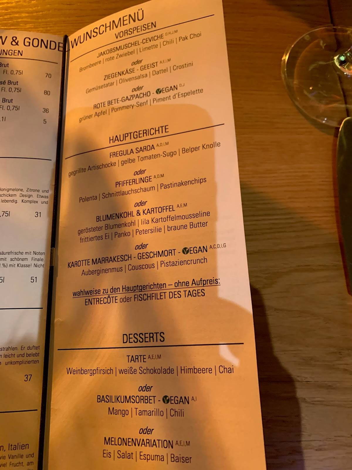 Menu at Gondel Restaurant & Bar im Georgspalast, Hanover
