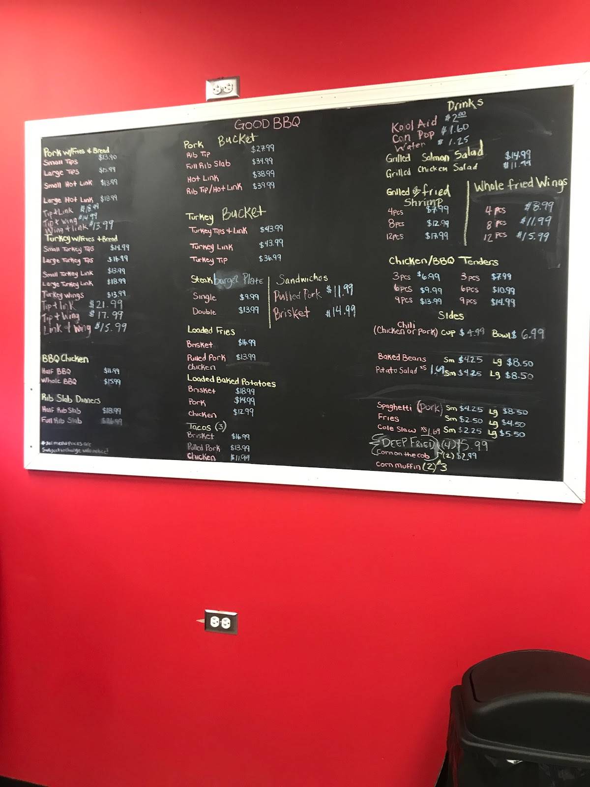 Menu at Good BBQ, Chicago