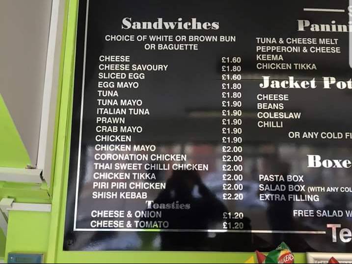 Menu at Good Fillers Sandwich Bar, Middlesbrough