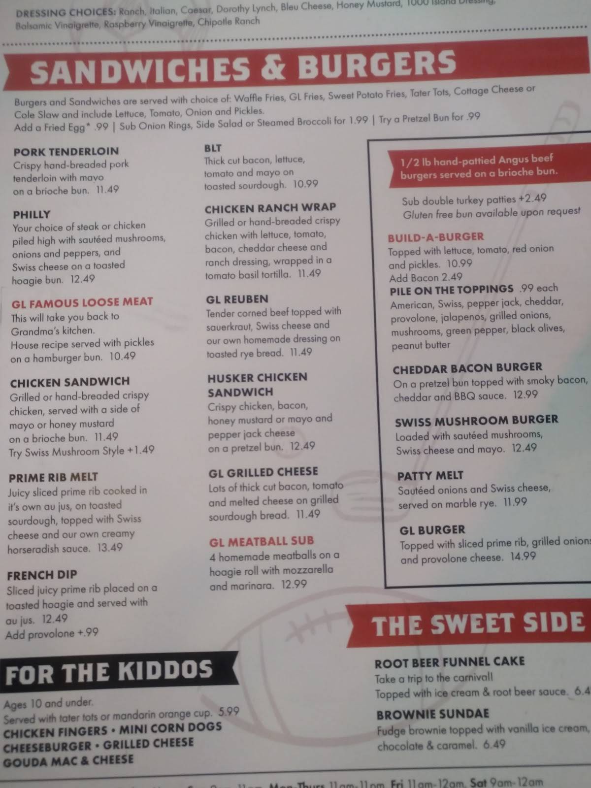 Menu at Good Life Sports Bar & Grill "OG" - 180th & Pacific, Omaha, S ...