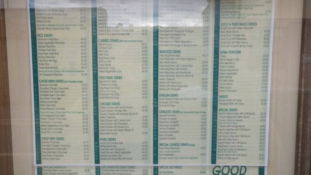 Menu at Good Luck Take Away fast food, Ely
