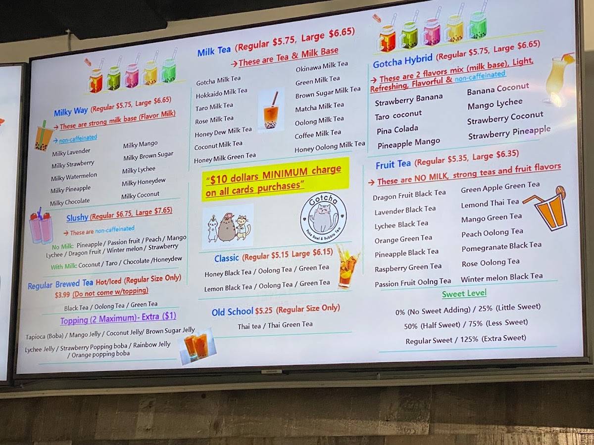 Menu at Gotcha Poke Bowl&Bubble Tea restaurant, Mount Juliet