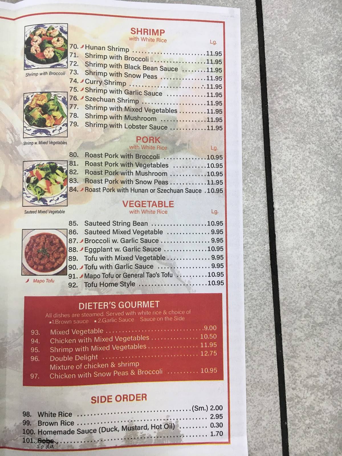 Menu at Gourmet Asian restaurant, Port St. Lucie