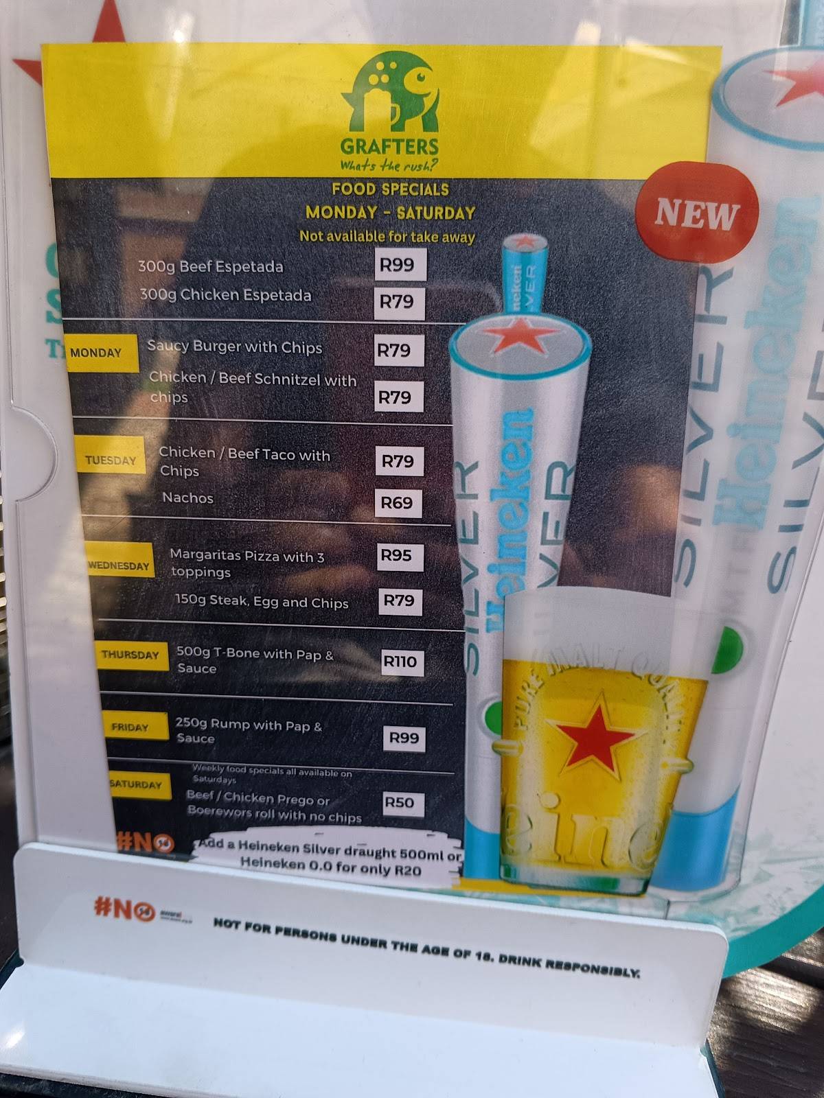 Menu at Grafters Tavern - What’s the Rush! pub & bar, Pretoria