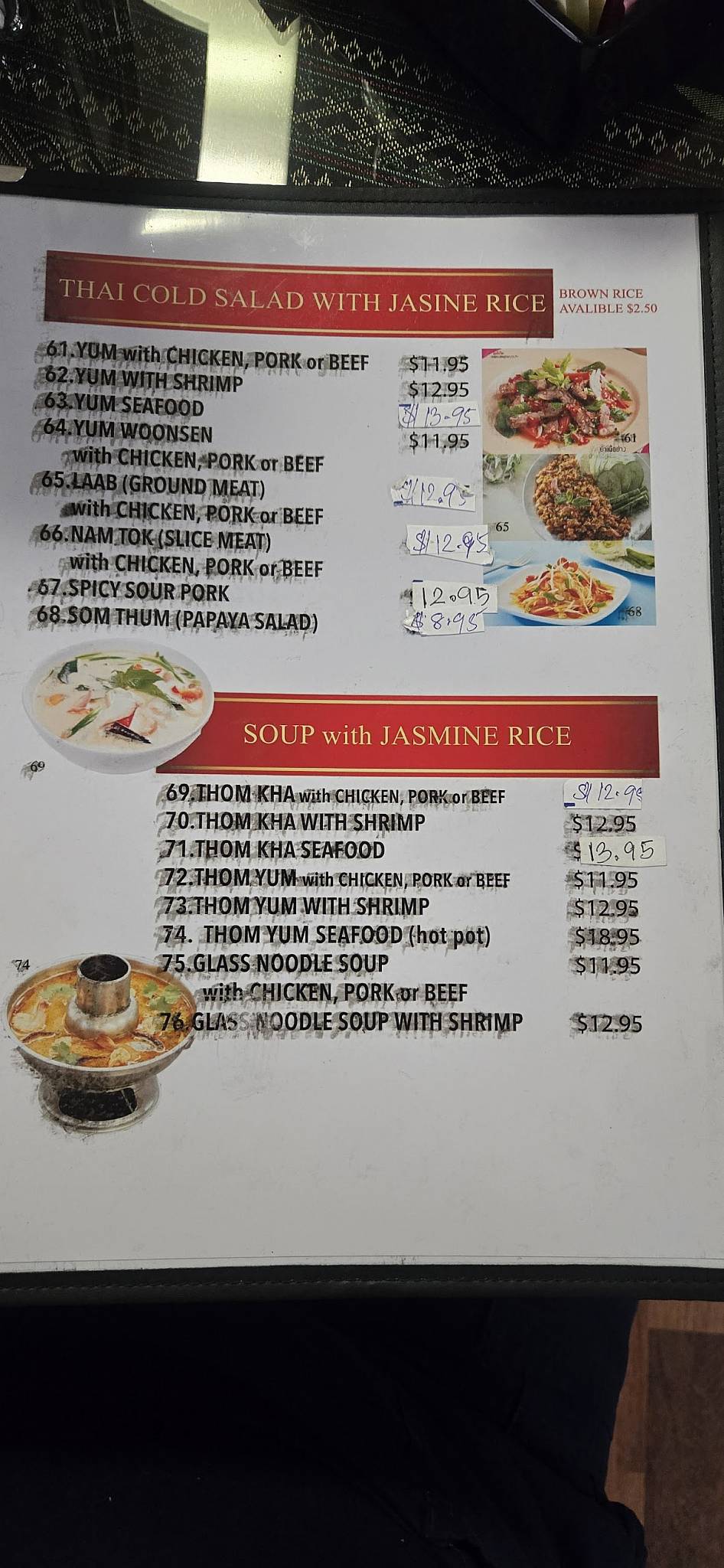 Menu at Grandma’s Thai Cuisine restaurant, Harker Heights