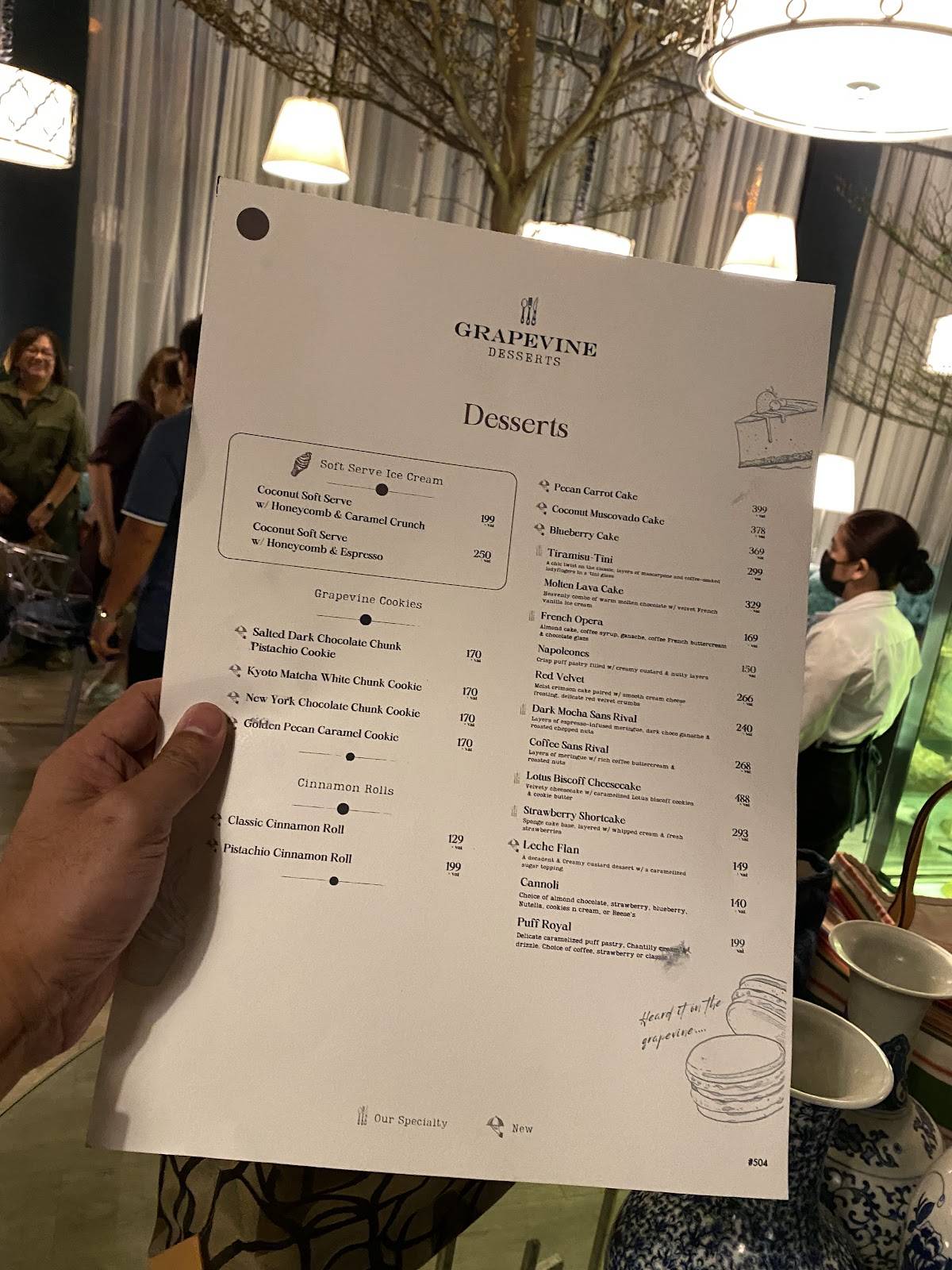 Menu at Grapevine Restaurant, Quezon City