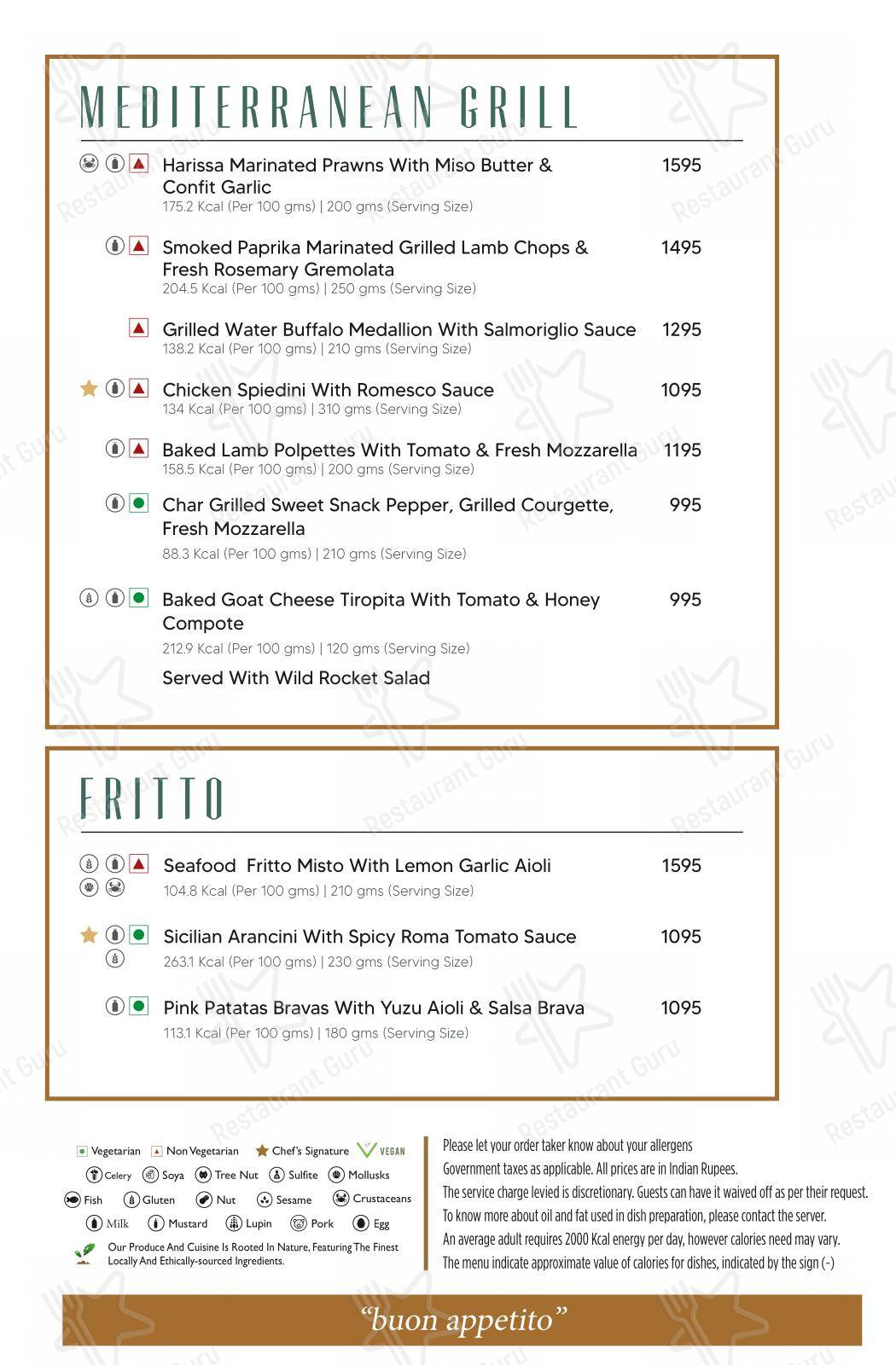 Menu at Grappa Bar, New Delhi