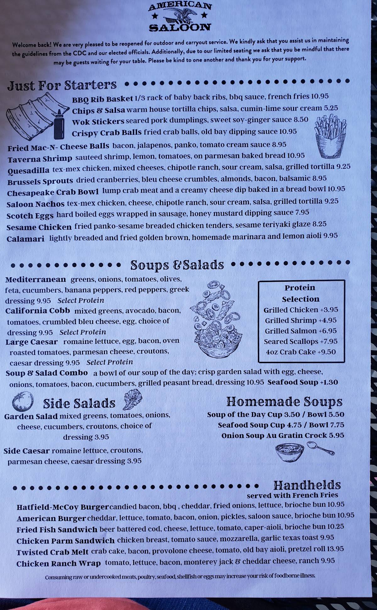 Menu at Great American Saloon steakhouse, Red Lion