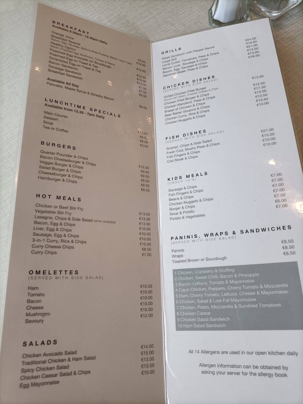 Menu at Greenmount fast food, Dundalk