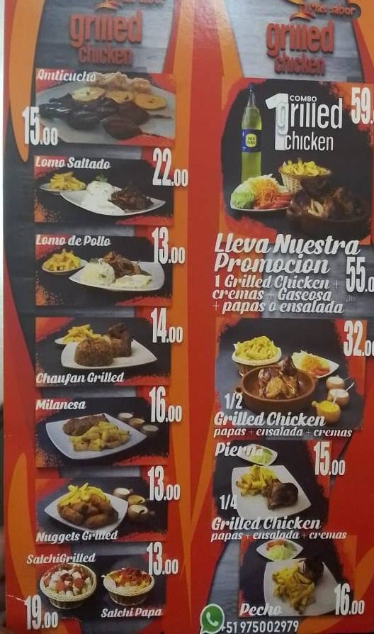 Menu at Grilled Chicken restaurant, Huancabamba