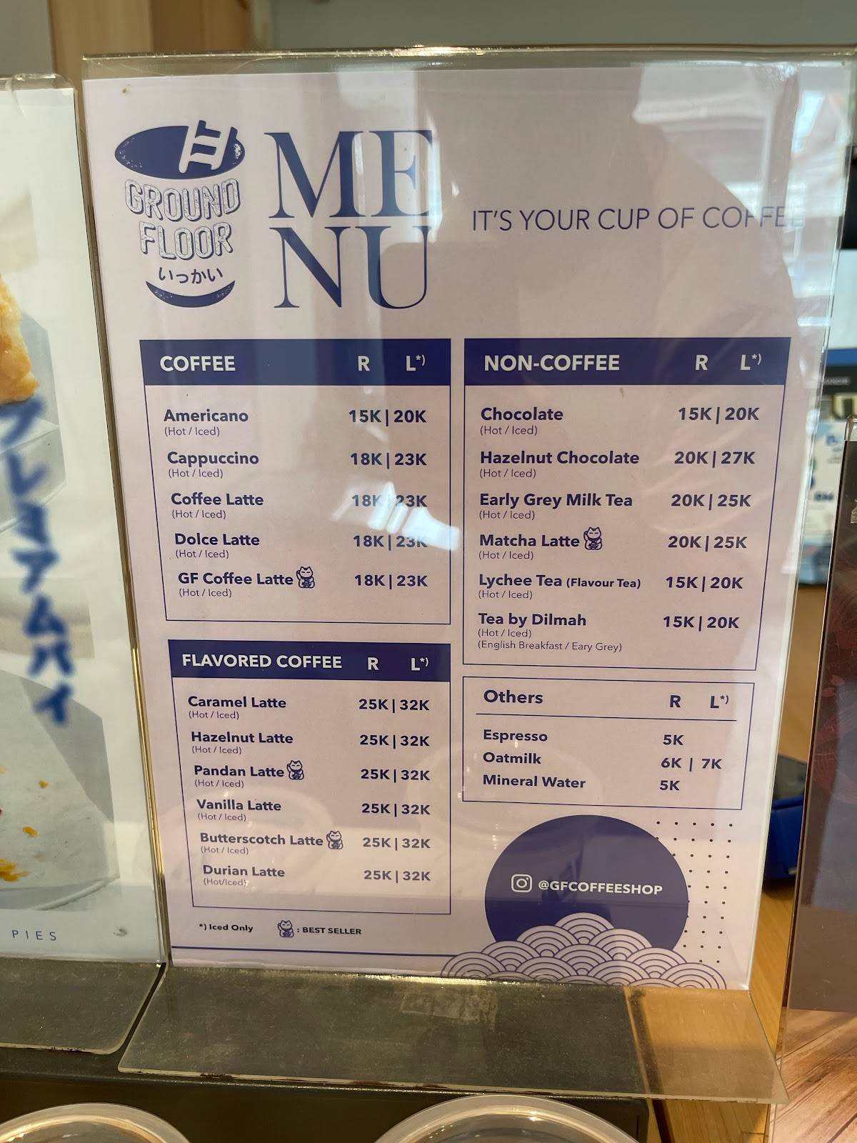 Menu at Ground Floor Coffee Shop, West Jakarta