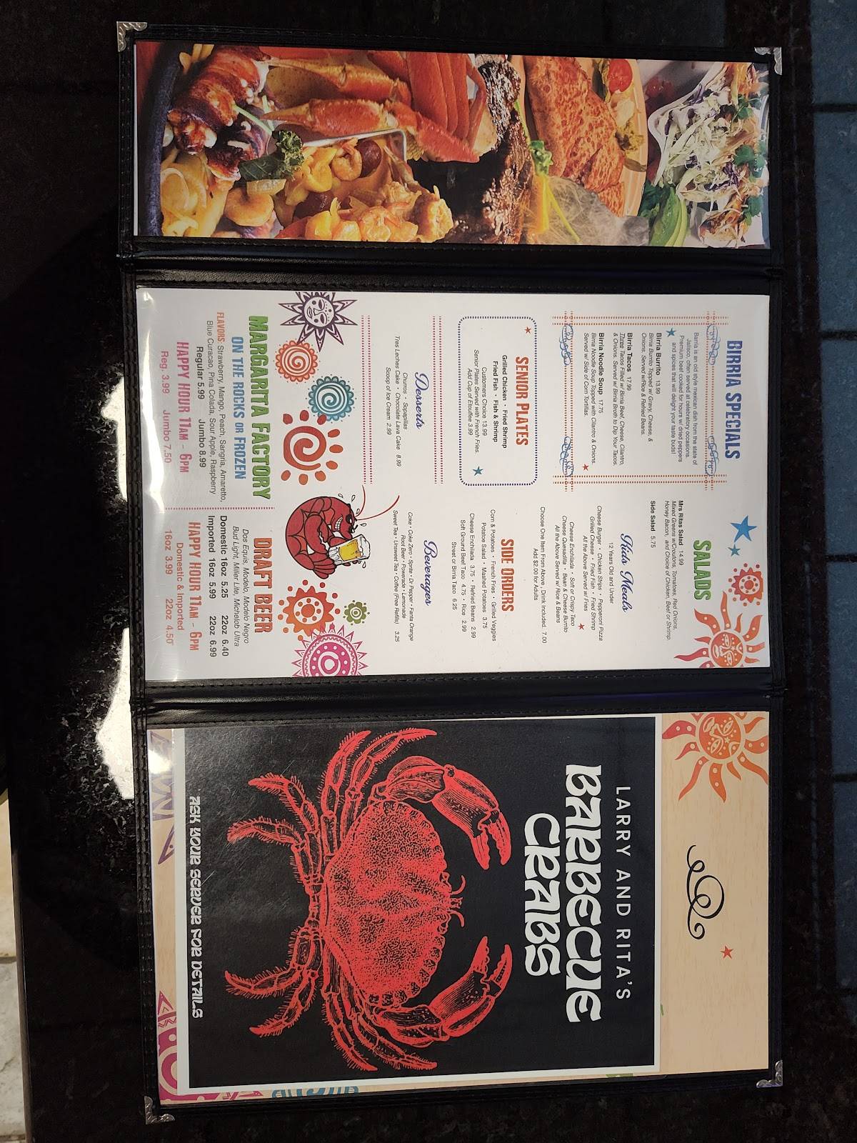 Menu at Larry & Rita's Mexican Cajun Bar & Grill, Groves