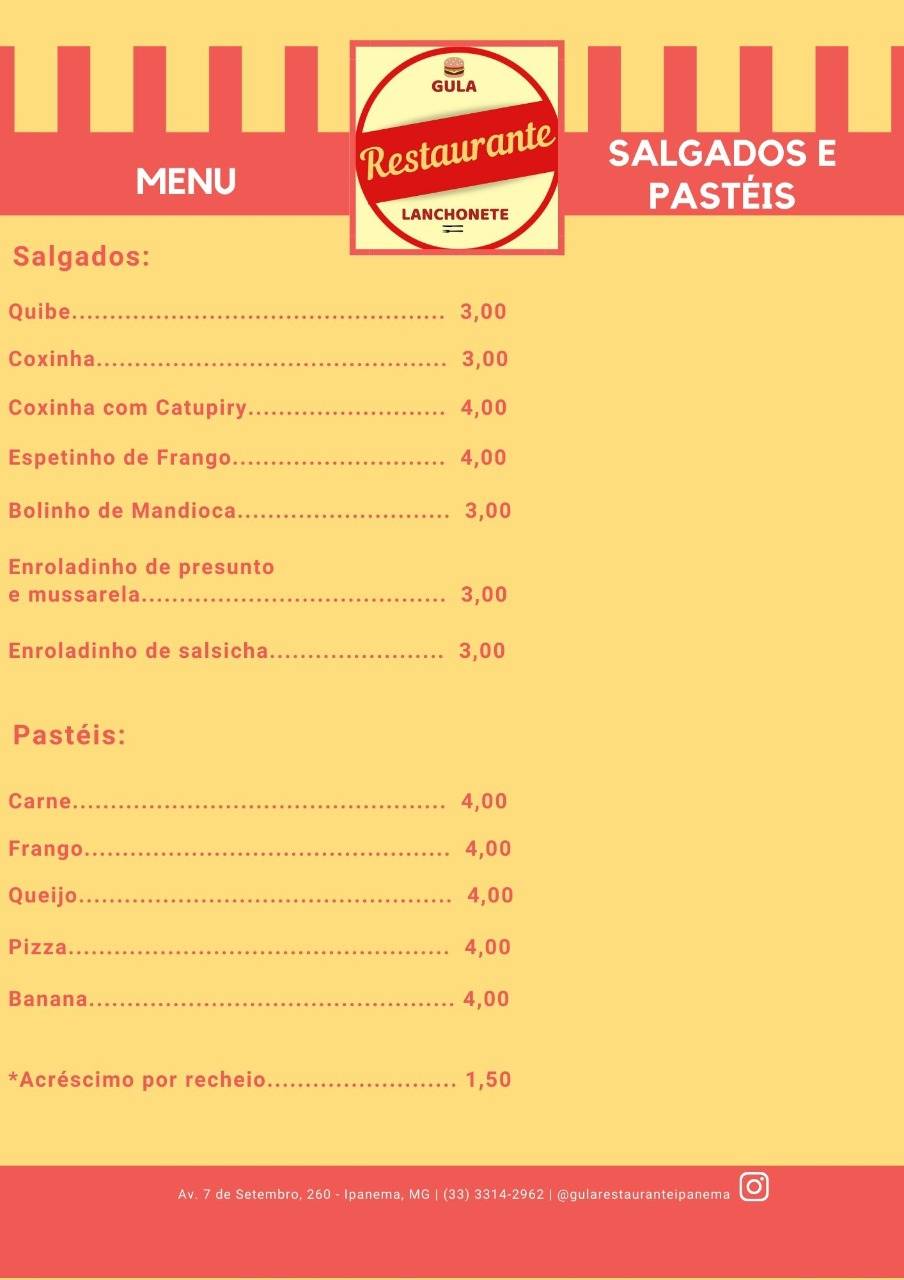 Menu em Gula Restaurante e Lanchonete, Ipanema, Av. Sete de Setembro