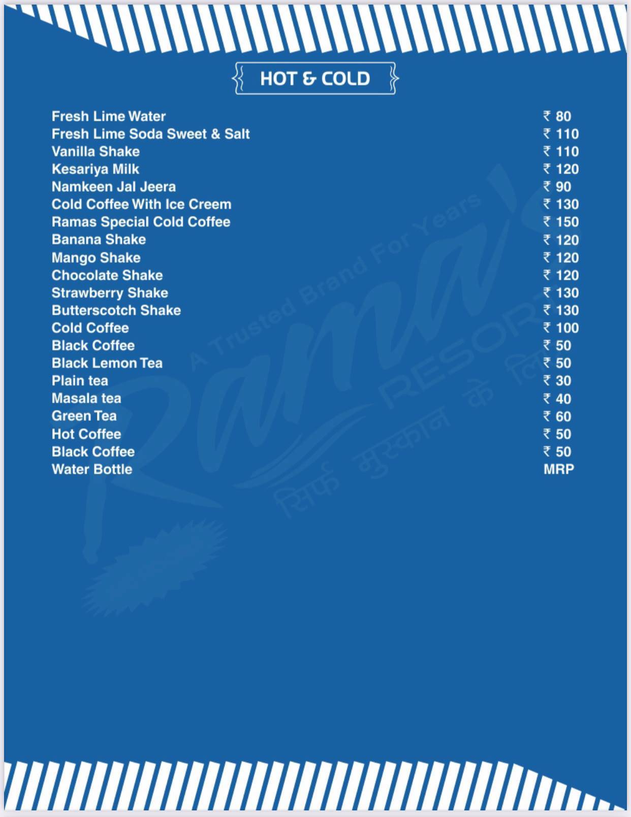 Menu at Rama's Resort - Best Luxury Resorts In Jaipur, Gunsi, NH -52 ...