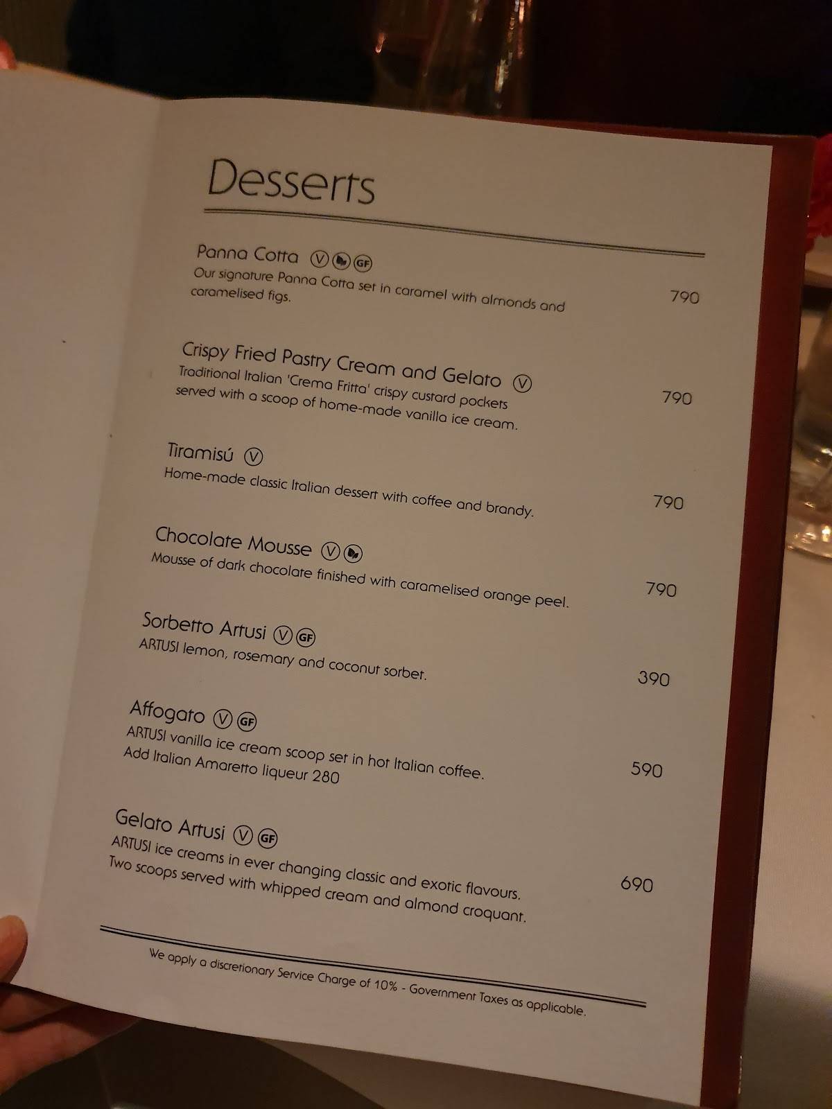Menu at Artusi Ristorante, Gurugram