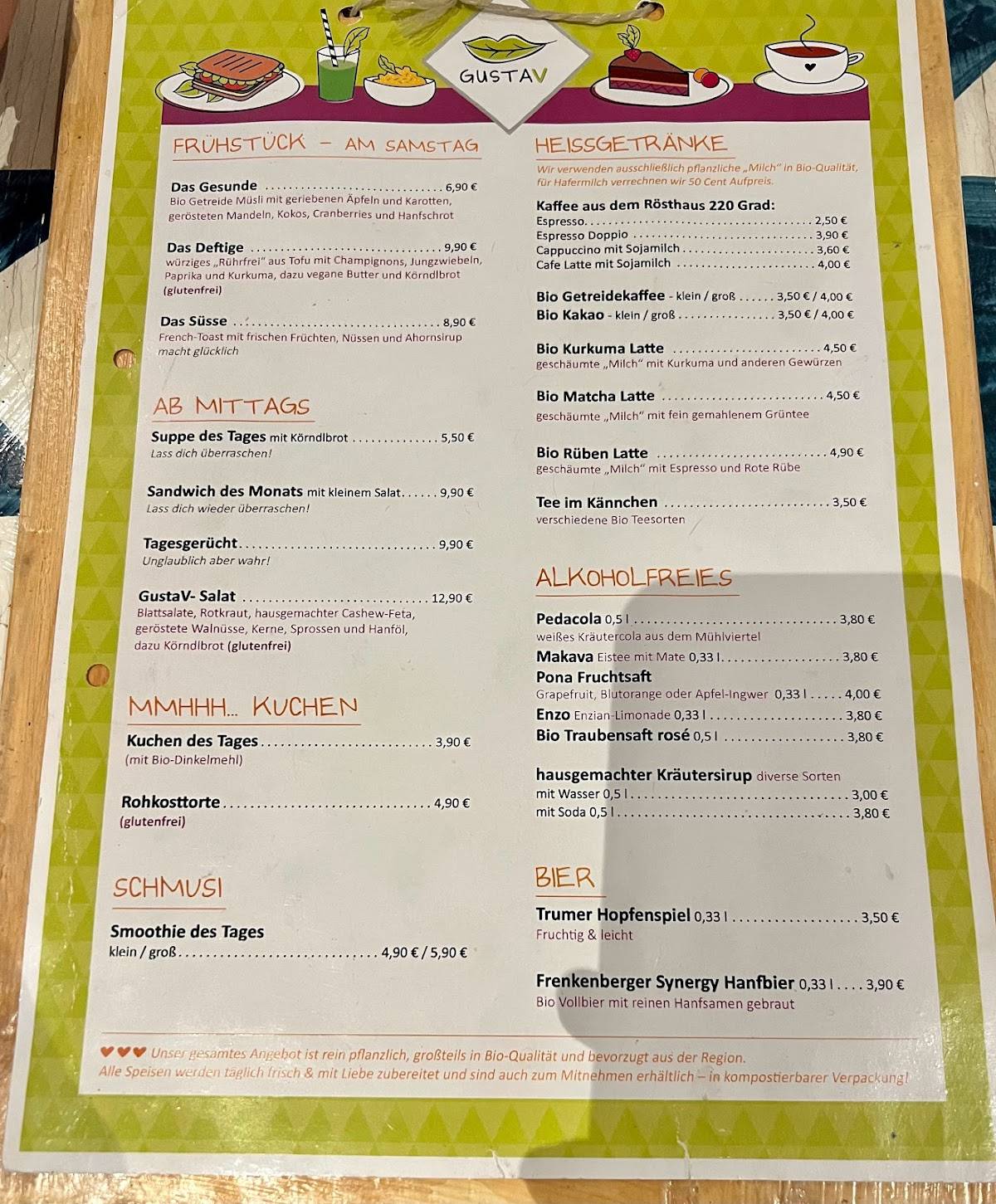 Speisekarte von GustaV restaurant, Salzburg