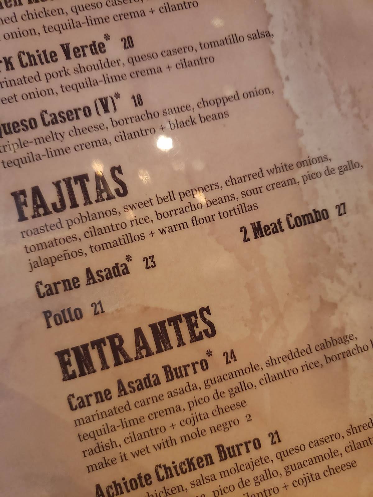 Menu at Guy Fieri's El Burro Borracho Restaurant, Las Vegas