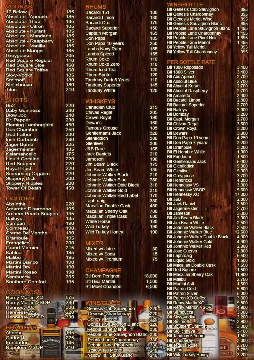 Menu at H&J Sports Bar and Restaurant, Makati