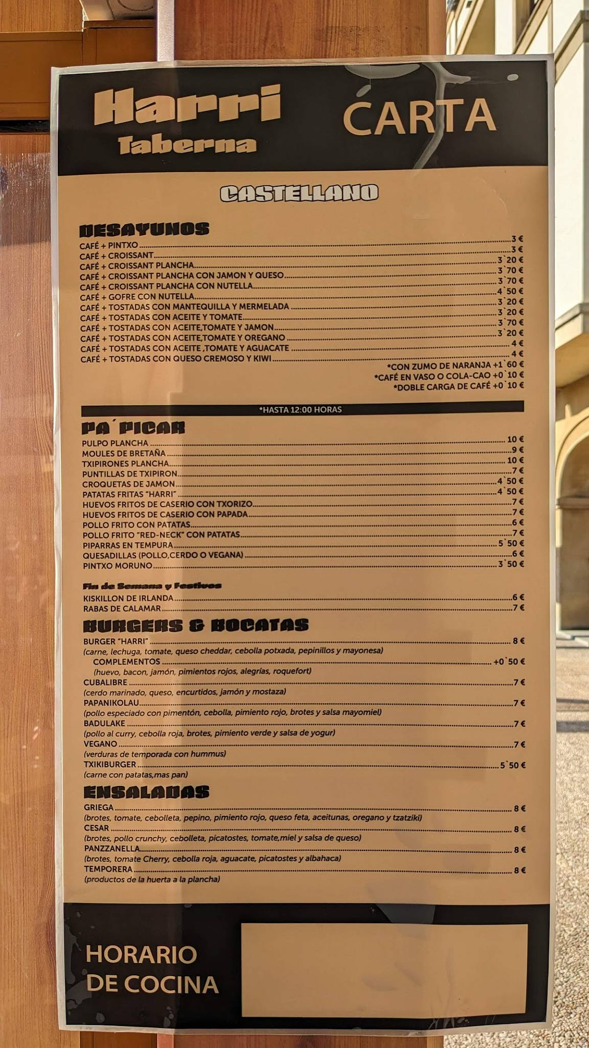 Carta del restaurante HARRI TABERNA Algorta, Guecho