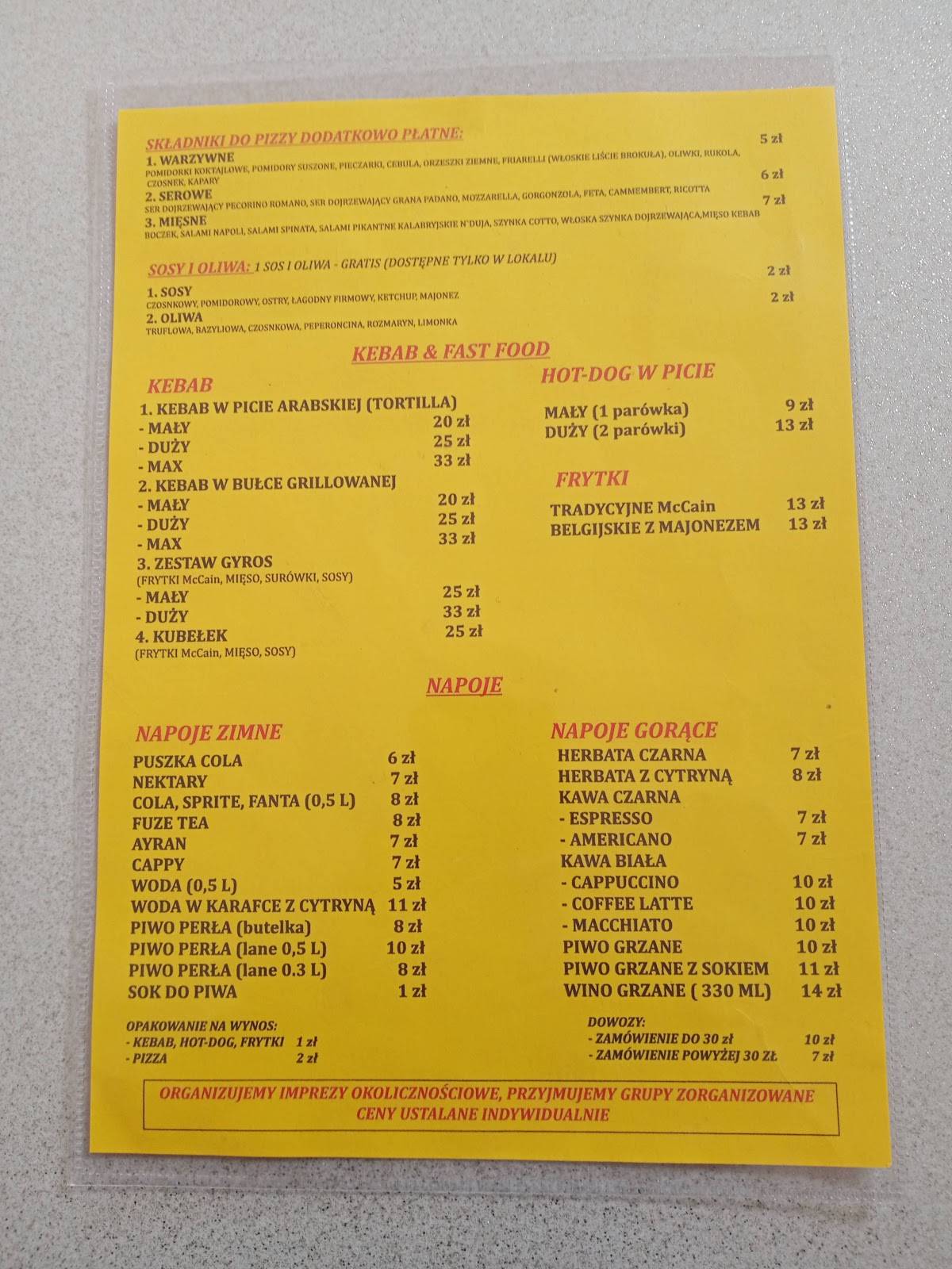 Menu at HASSAN Pizza & Kebab restaurant, Ostrowiec, Bałtowska 100