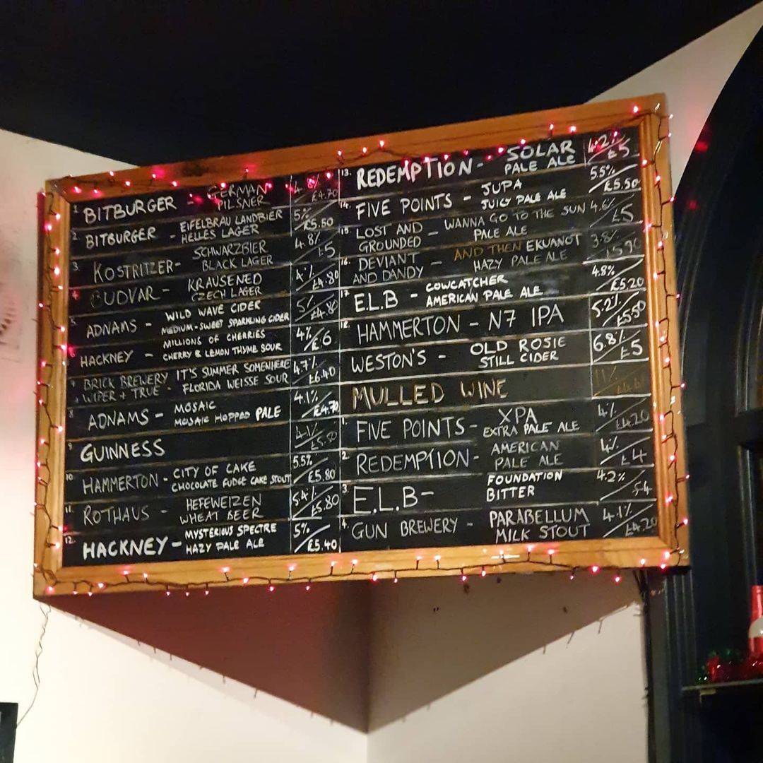Menu at Hackney Tap pub & bar, London