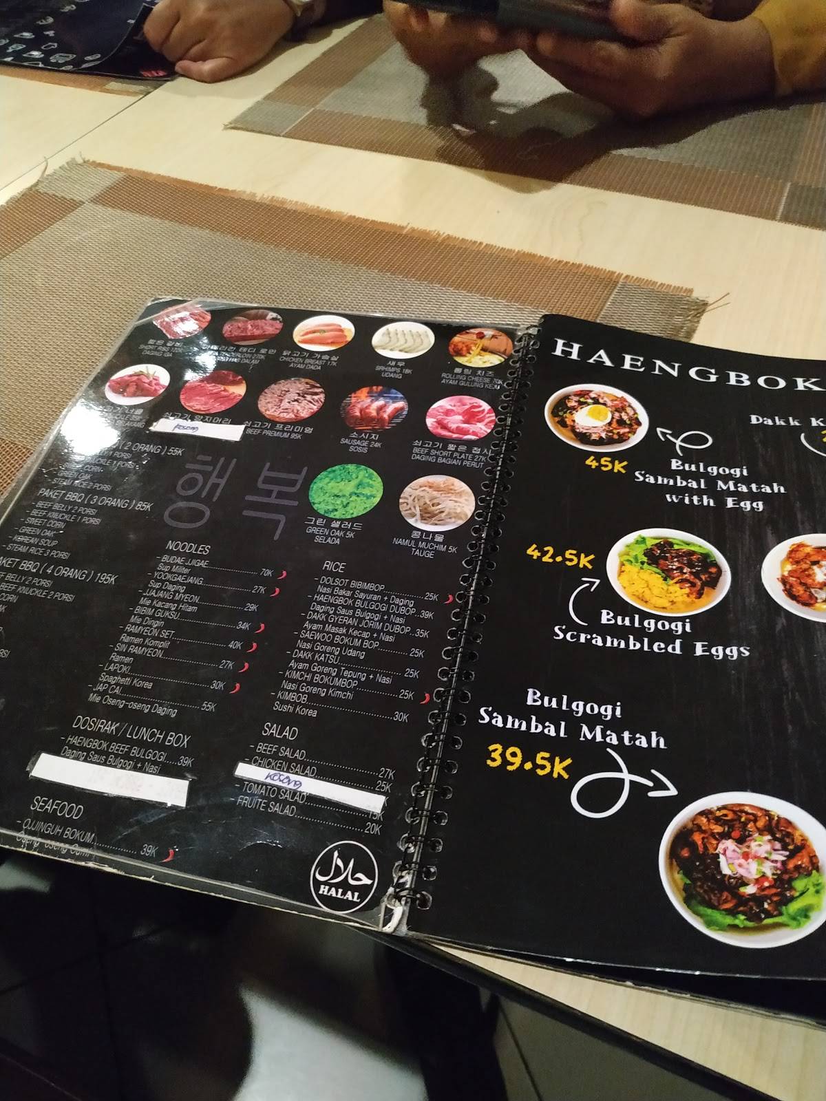 Menu at Haengbok Korean Resto restaurant, Samarinda