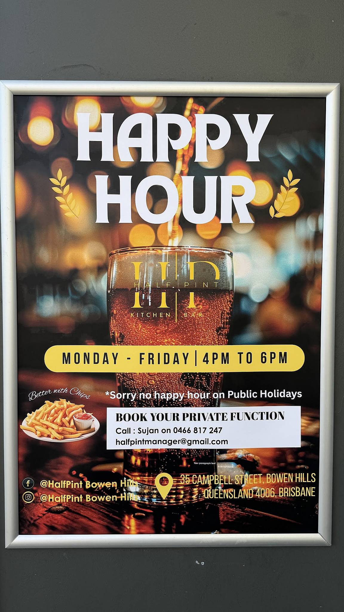Menu at Half Pint Kitchen + Bar, Bowen Hills