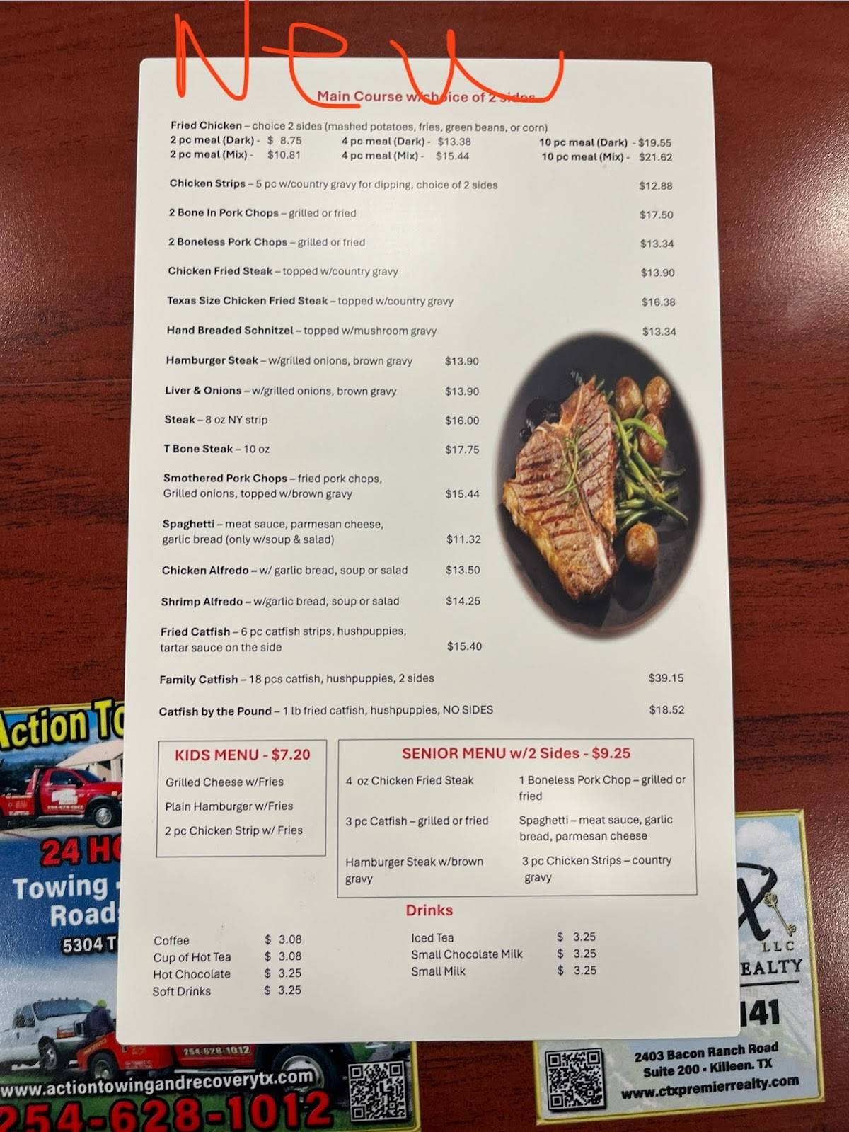 Menu at Hallmark Restaurant, Killeen