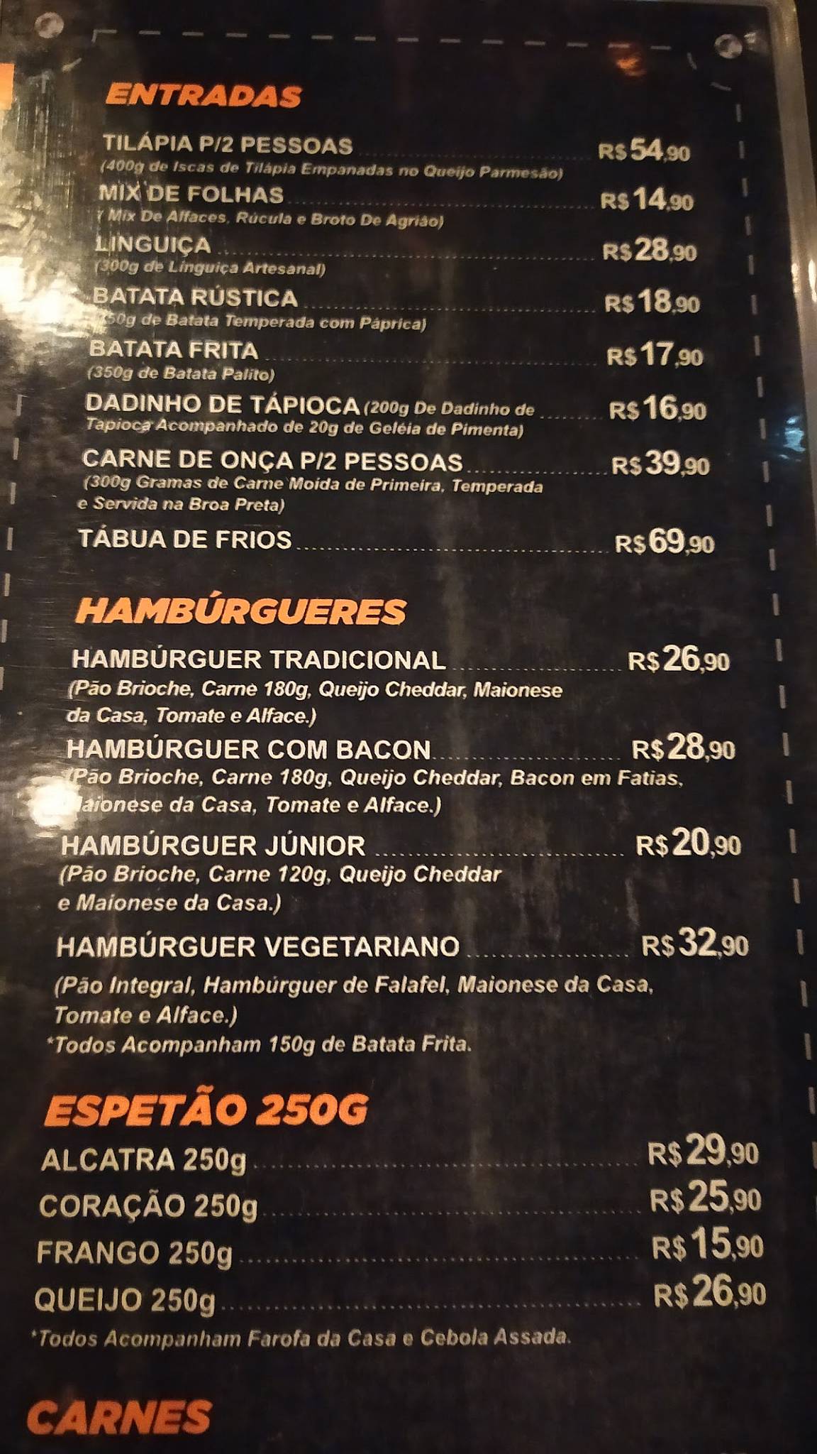 Menu em Hangar Music Bar, Curitiba