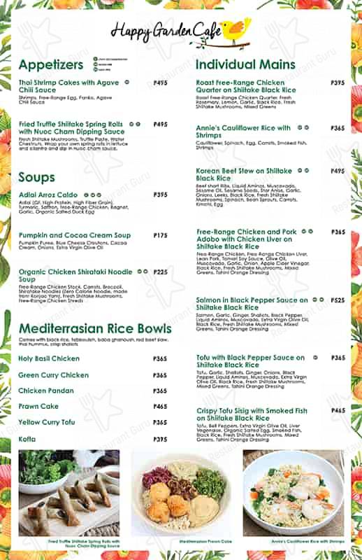 Menu at Happy Garden Cafe by Bizu, Makati