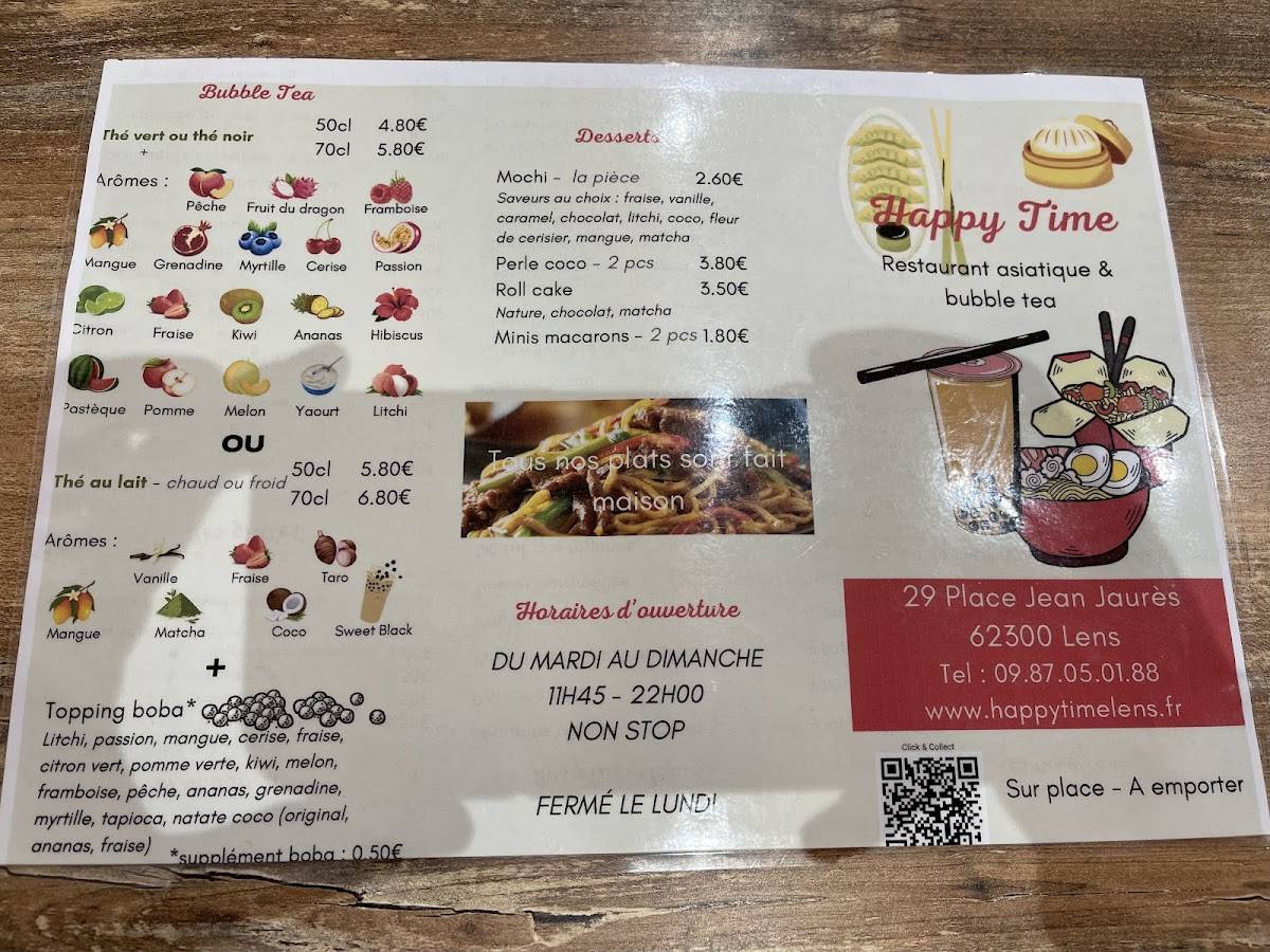 Menu at Happy Time restaurant, Lens
