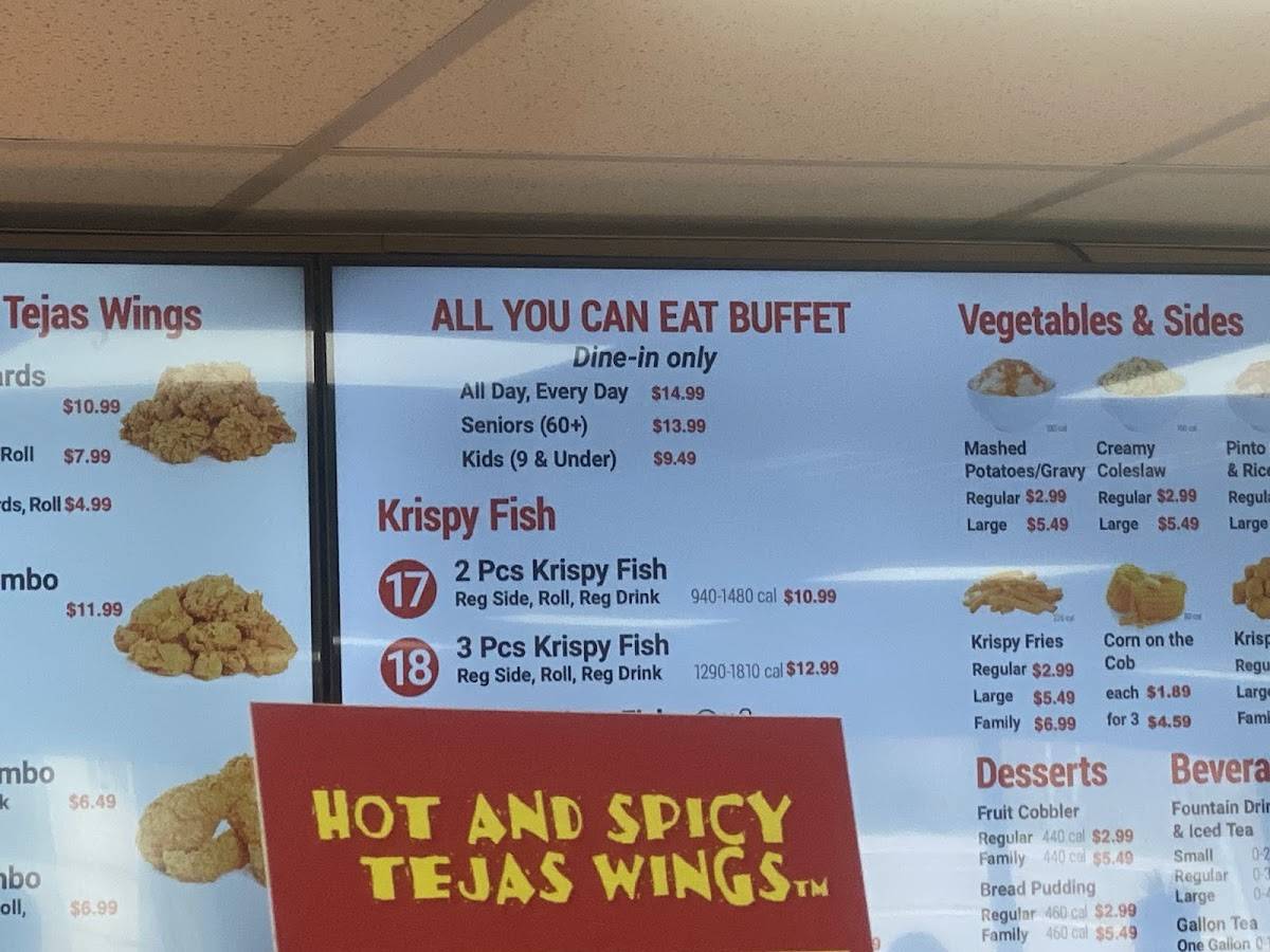 Menu at Hartz Chicken Buffet restaurant, Port Arthur