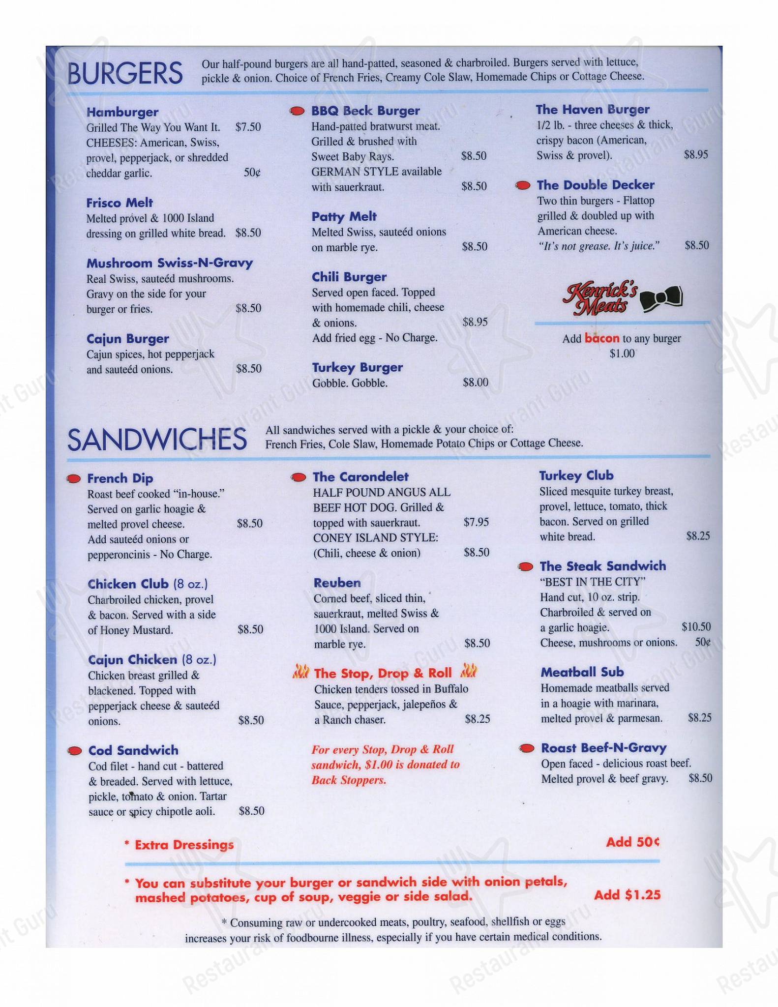 Menu at The Haven pub & bar, St. Louis, Morgan Ford Rd