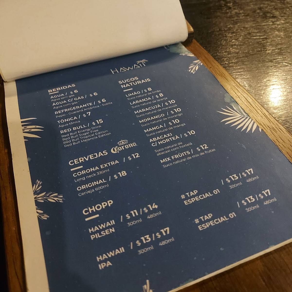 Menu at Hawaii Morro das Pedras pub & bar, Florianópolis