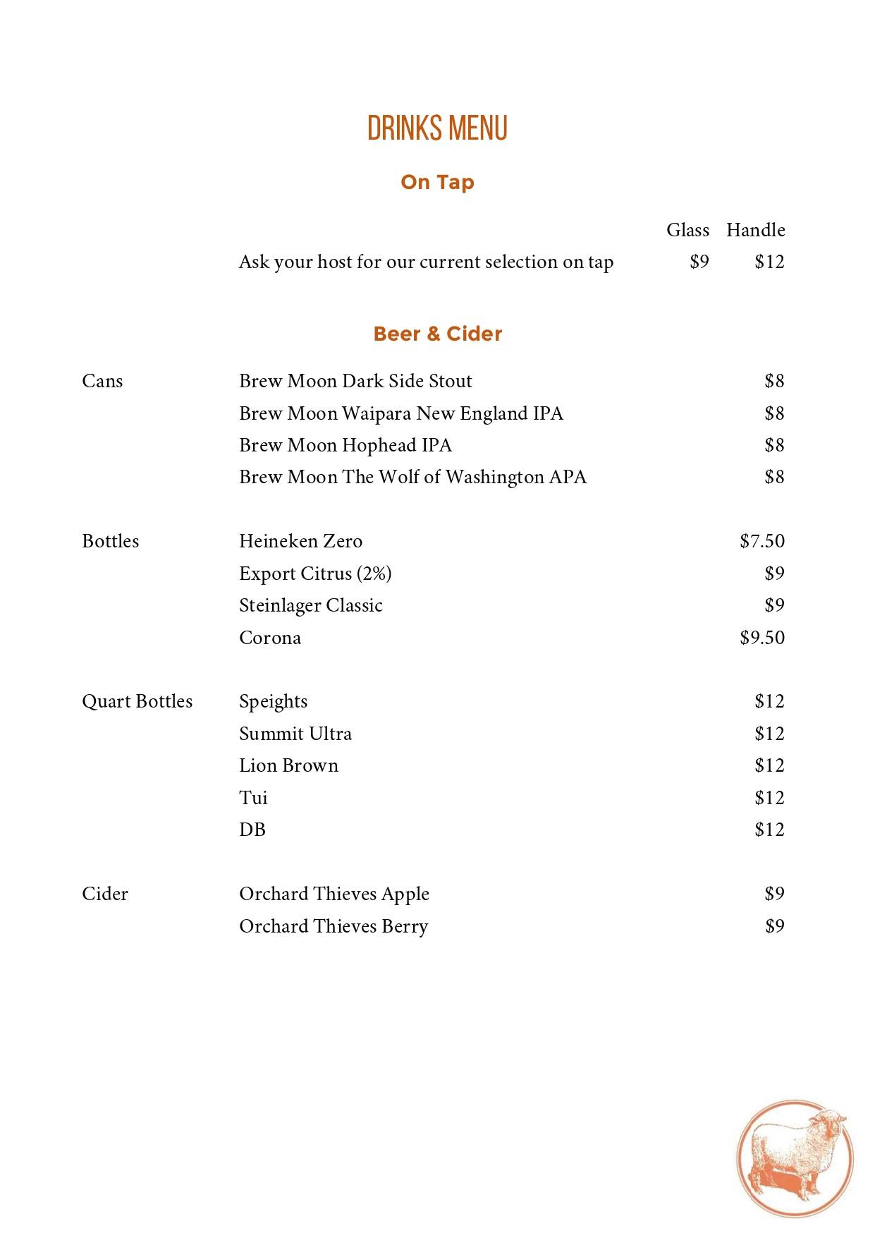 Carta del restaurante The Hogget, Hawarden
